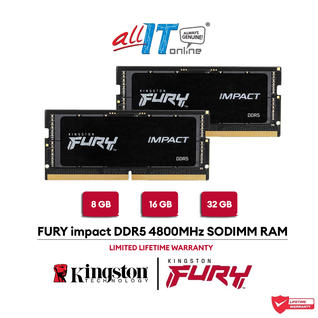 Kingston FURY Impact (8GB/16GB/32GB) 4800MHz DDR5 CL38 SODIMM RAM แล็ปท็อป / หน่วยความจํา ...