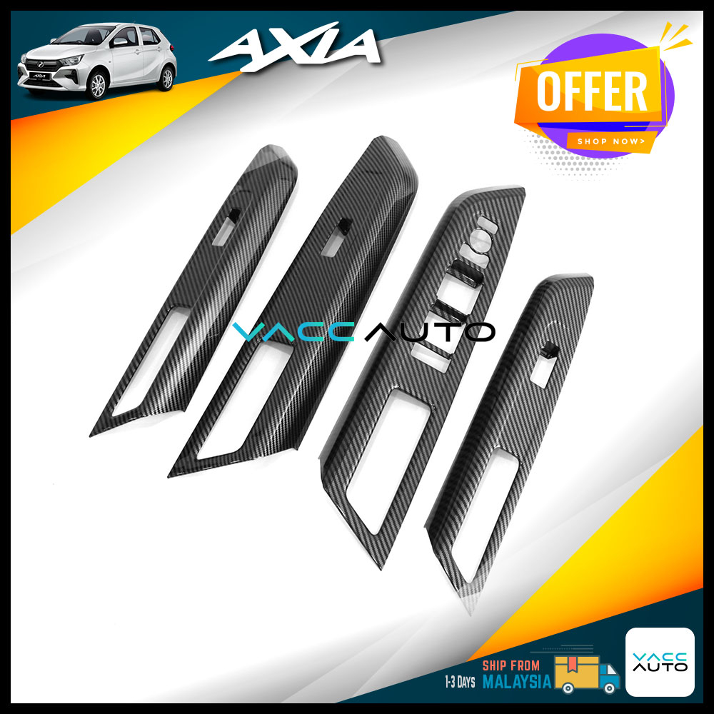 Perodua Axia 2nd Gen A300 2023 แผงสวิตช์หน้าต่างรถยนต์ คาร์บอนไฟเบอร์ ...