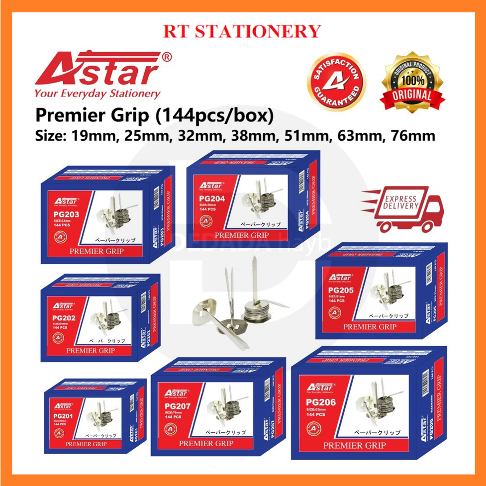 Astar Premier Grip / กระดาษ Binder ( 144pcs🏠 19mm/ 25mm/ 32mm/ 38mm/ 51mm/ 63mm/ 76mm | Shopee ...