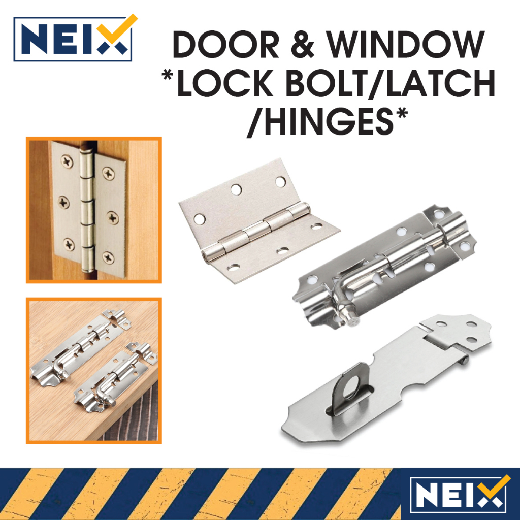 Door & Window *LOCK Bolt & LATCH & HINGES*/Pintu Bolt Pintu Kayu ...