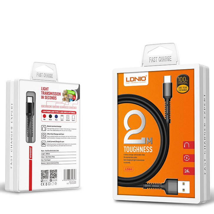 Ldnio LS64 สายเคเบิลข้อมูล USB - 2 เมตร 2.4A (ไมโครแอนดรอยด์) | Shopee Thailand