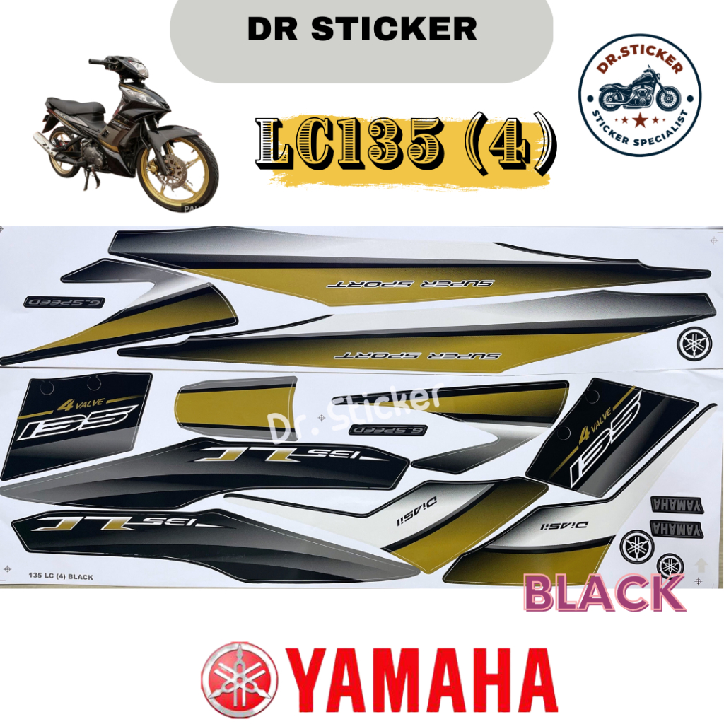 Yamaha LC135 V1 สติกเกอร์ลายทาง LC 135 LCV1 GREEN BLACK DRMK YNM9 BLACK ...