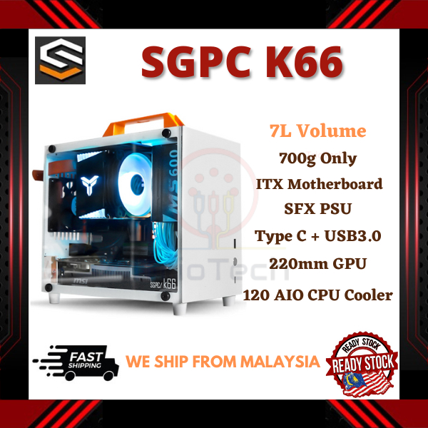 Sgpc K66 ITX เมนบอร์ด SFX แหล่งจ่ายไฟเดสก์ท็อป PC SFF ขนาดเล็กรูปแบบ Factor Premium กรณีกระจก ...
