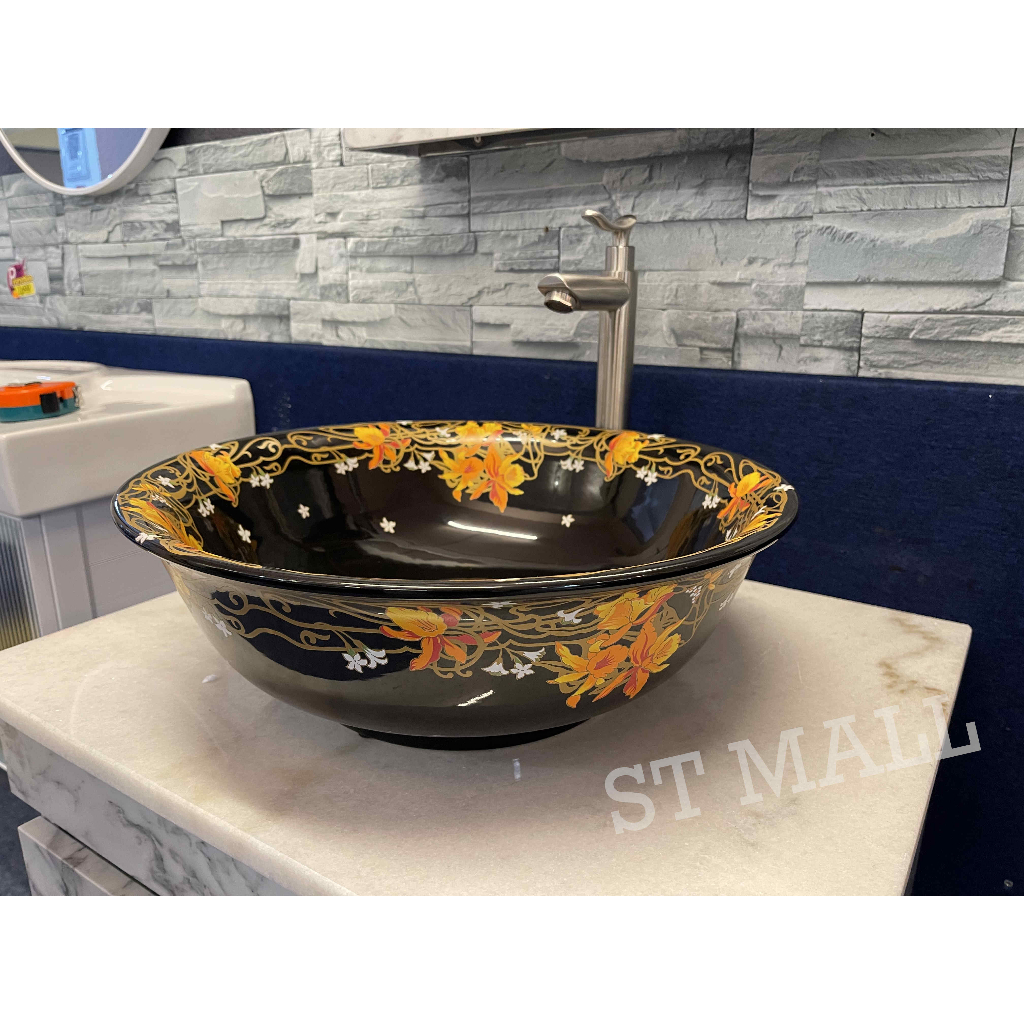 สไตล์ ANTIQUE และ LUXURY ROUND ดอกไม้ทํามือเซรามิค ART BASIN SQUARE ART ...