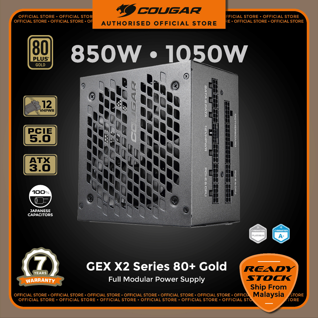 Cougar PSU GEX X2 Series 80+ Gold 850/1000W Full Modular ATX 3.0 (PCIE GEN 5.0) รับประกัน 7 ปี ...
