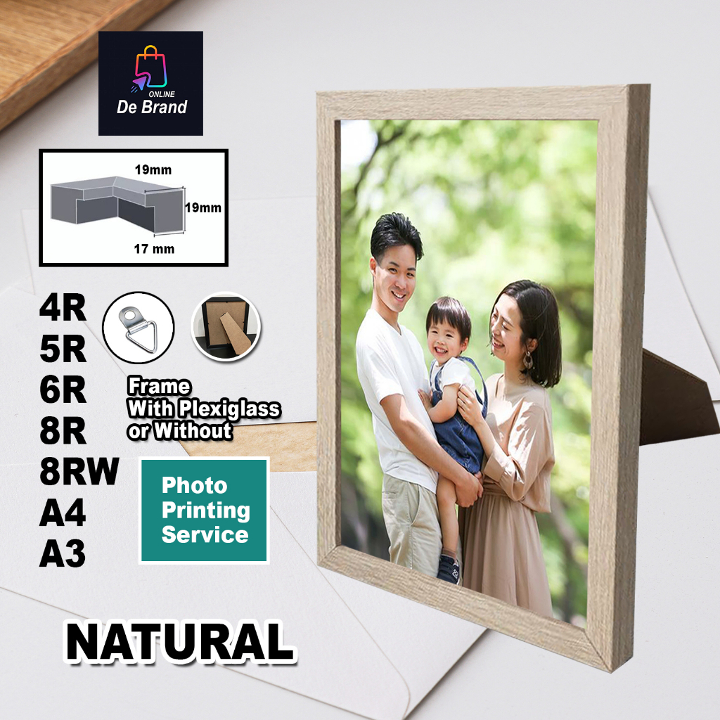 กรอบรูปไม้ธรรมชาติ PVC 4R 5R 6R 8R 8RW A4 A3 | Shopee Thailand
