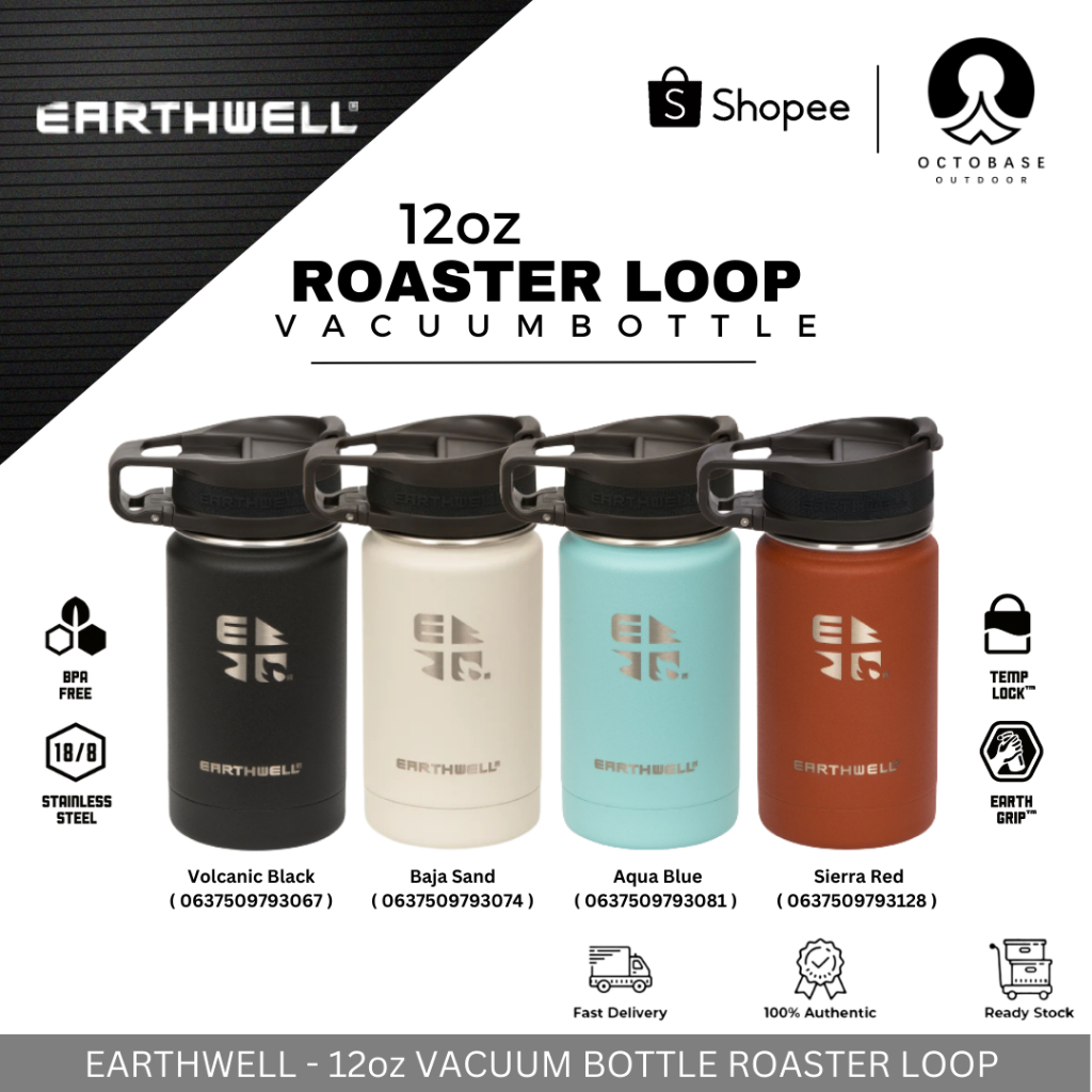 Earthwell - 12OZ ( 355ML ) VACUUM BOTTLE ROASTER LOOP CAP HOT & COLD ...