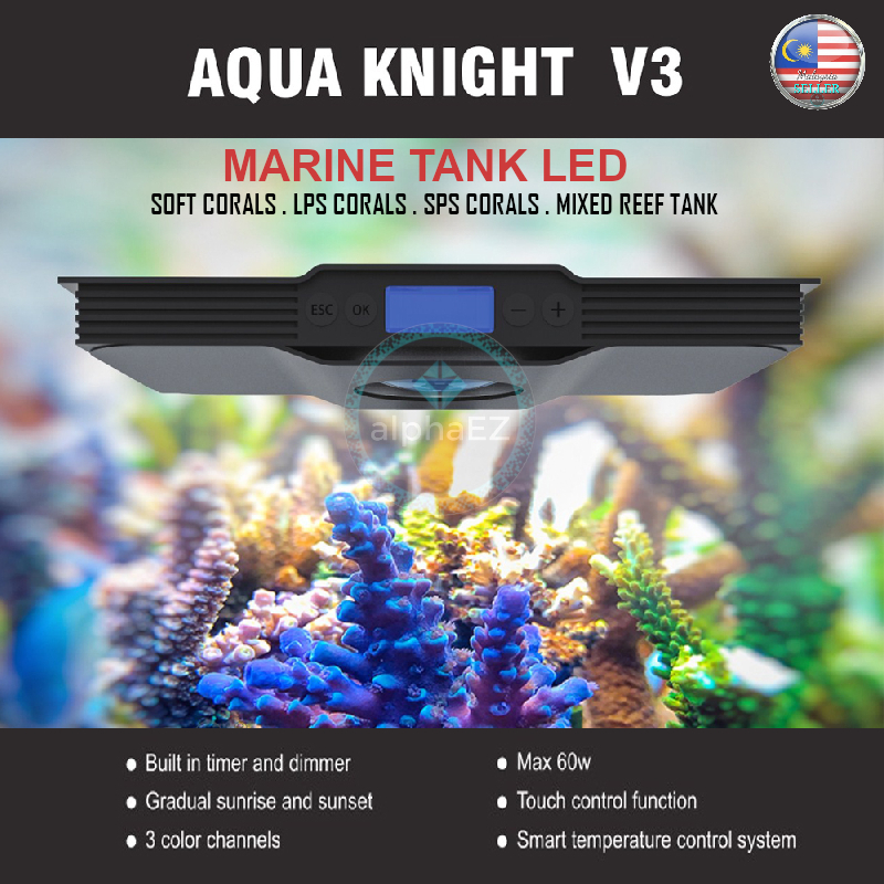 Aqua KNIGHT V3 LED 60W Aquarium Reef ไฟ LED พร้อมขาตั้ง 3 ช่องจับเวลา ...