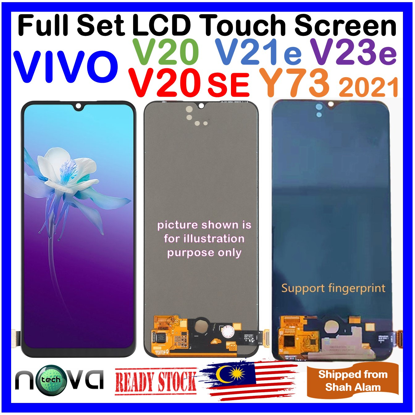 Ngs OLED หน้าจอ LCD ครบชุดเข้ากันได้กับ VIVO V20 / VIVO V20 SE / VIVO V21E 4G-5G / VIVO V23E 4G ...