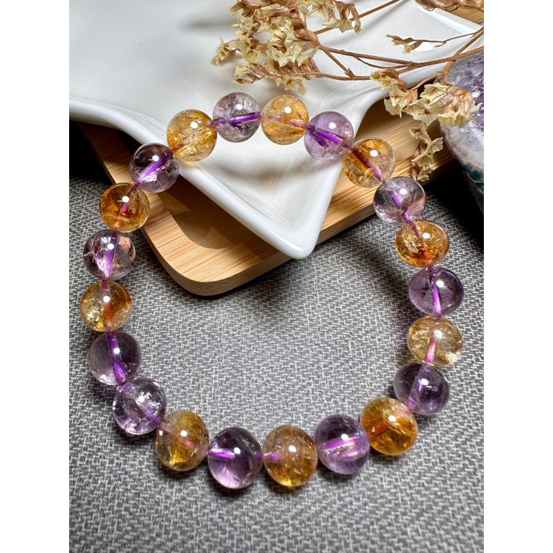 4u Crystal-U641 紫Merul Amethyst & Citrine Aeztulite สร้อยข้อมือ ...