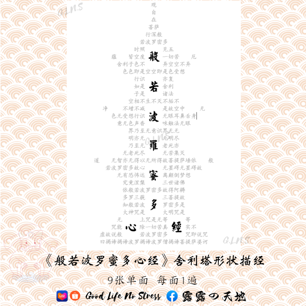 Relic Tower-Shaped Sutra Copying Hand Copying Sutra 1 ชุด 9 Heart Sutra ...