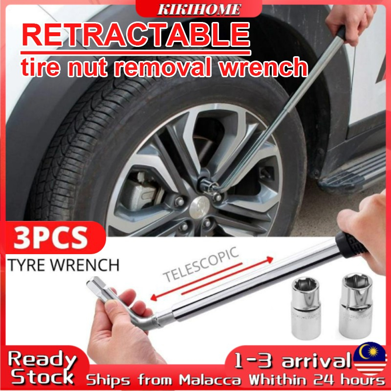 3 ชิ้น Heavy Duty L รูปร่าง Tyre เปิดล้อซ็อกเก็ตประแจประแจ Telescoping ...