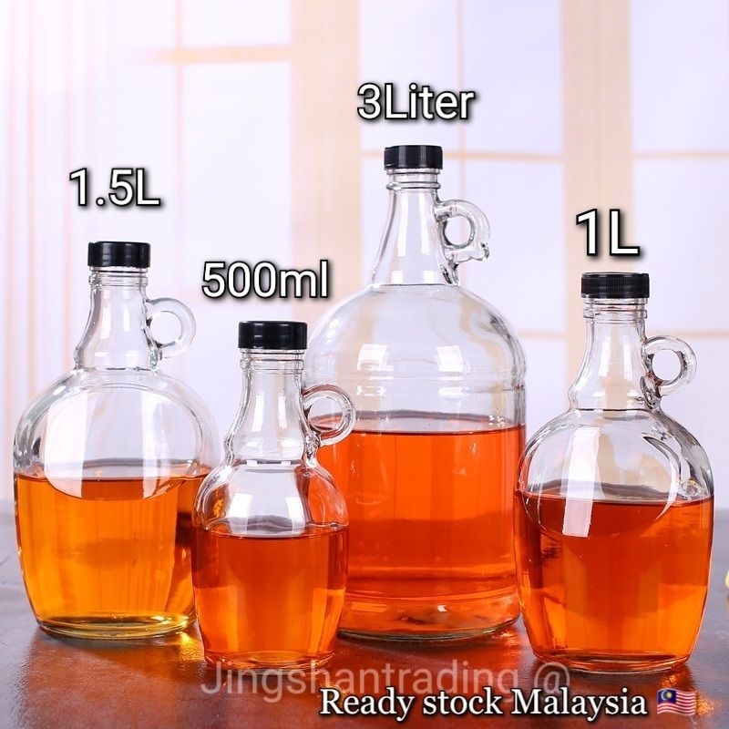 [金] ขวดแก้ว /ขวดกลอง/ขวดน้ําผึ้ง/ขวดไวน์/botol kaca/madu botol/酒bottle[ 500ml/1L/2L/3L/4L/5L ...