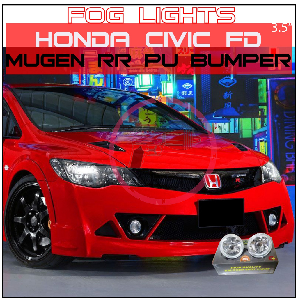 SC562 Honda Civic FD Mugen RR PU กันชน Lampu กีฬาหมอกไฟ Foglamp หมอกโคมไฟ Kereta รถฟรี mentol ...
