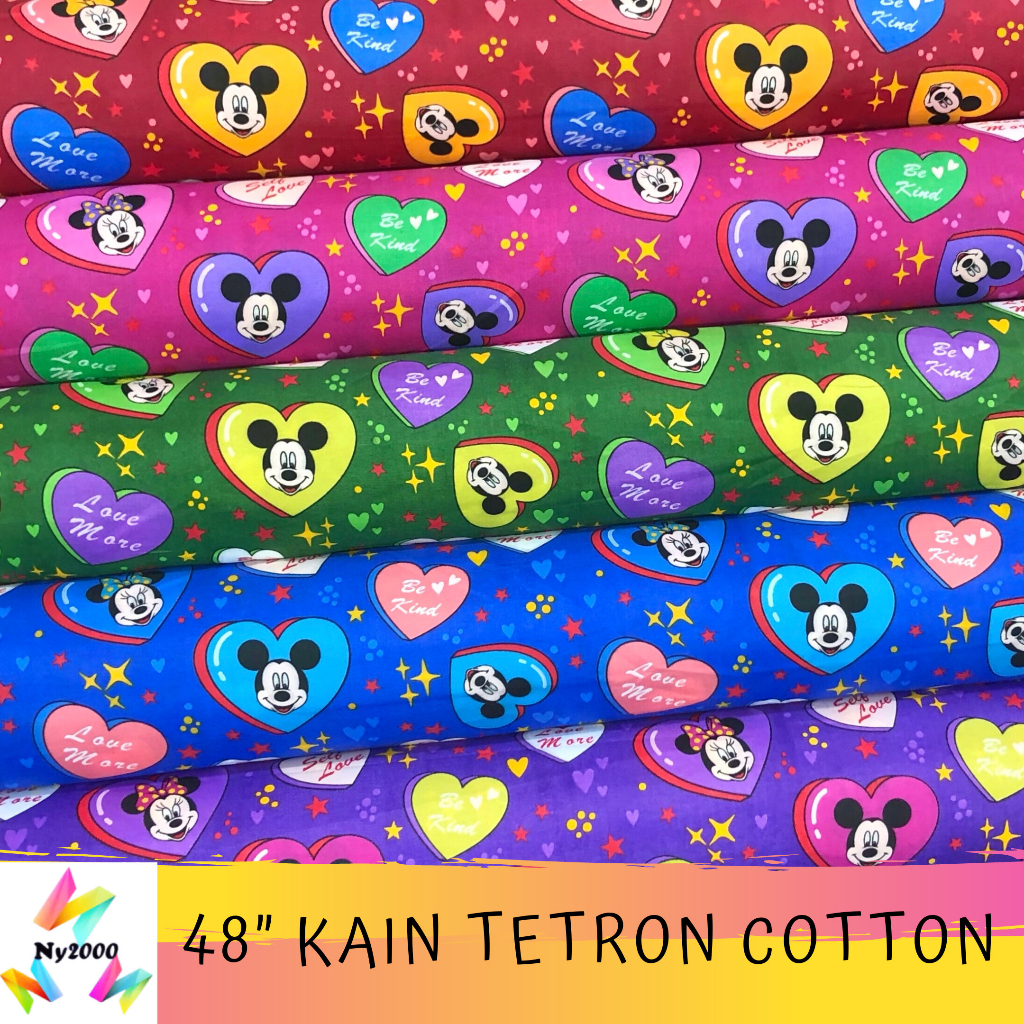 Kain Tetron Cotton TC (โพลีเอสเตอร์ + คอตตอน) โครักมิกกี้เมาส์ (Bidang ...
