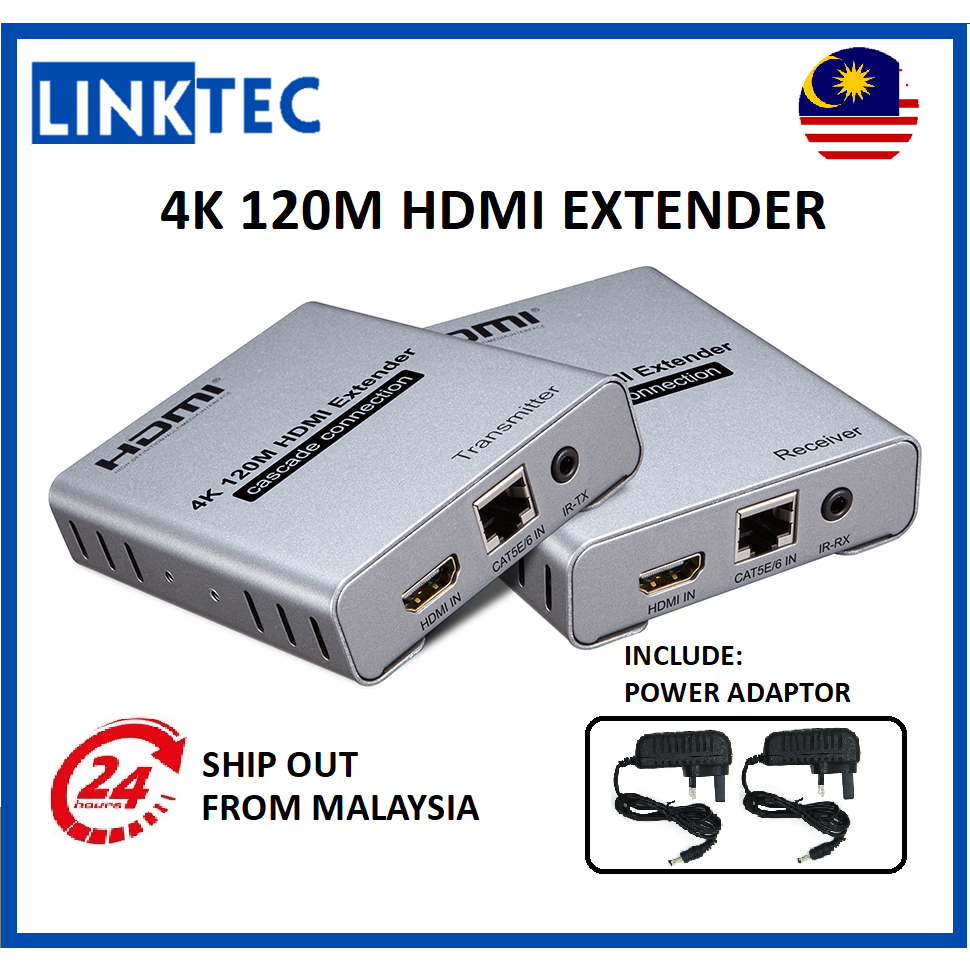 4k HDMI Extender max 120m over Cat5e/6 สายเคเบิลอีเธอร์เน็ต เชื่อมต่อ ตัวรับส่งสัญญาณ ตัวแปลง ...
