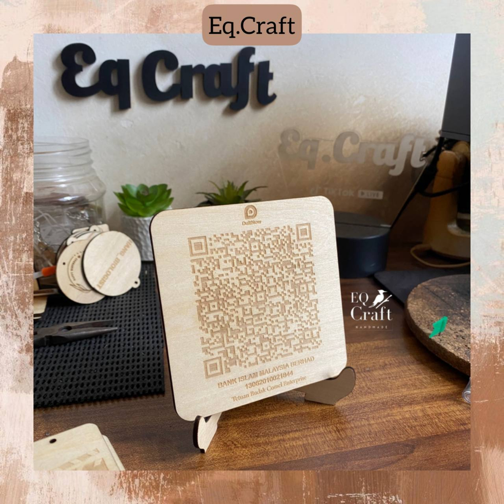 Ewallet QR CODE MAE + Tapak / Maybank QRPAY/ TNG/ Grab Pay WOOD พร้อมขา ...