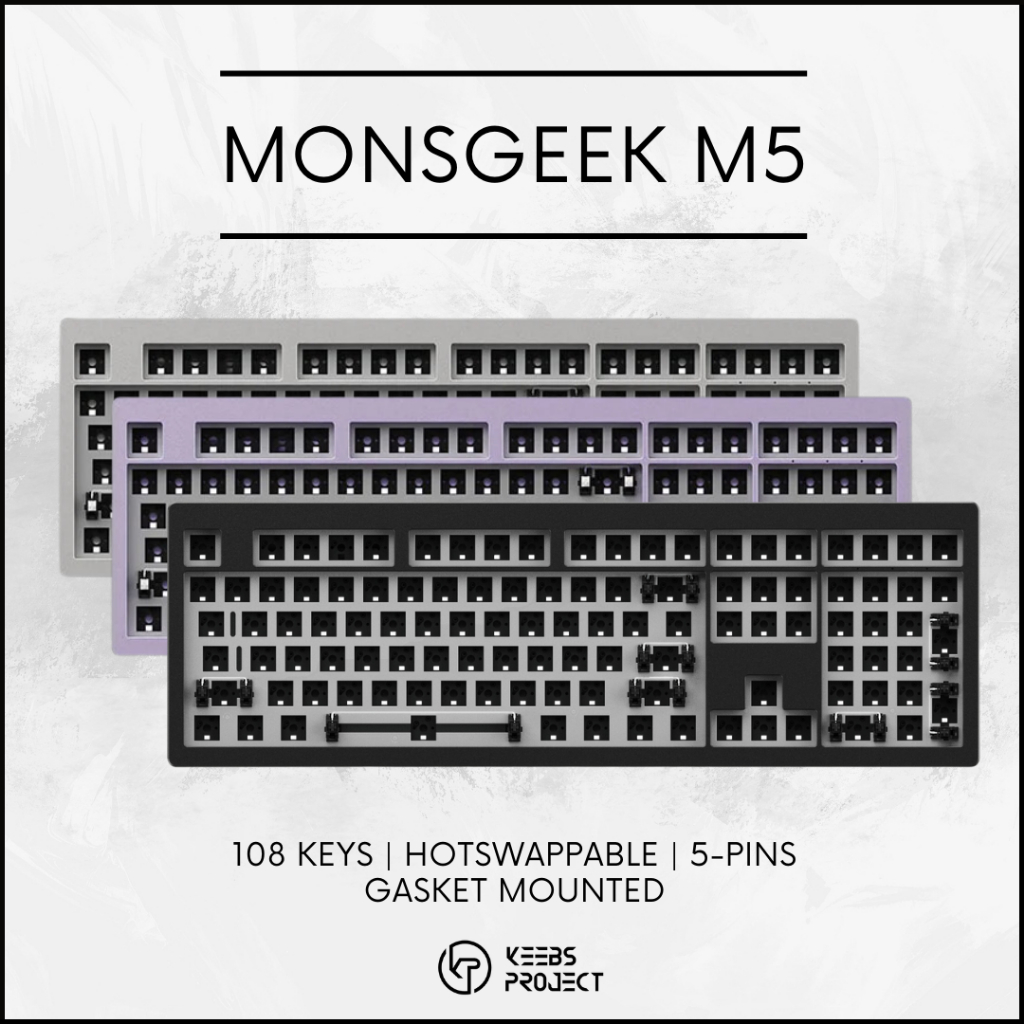 Monsgeek M5W ไร้สายขนาดเต็ม AKKO CNC อลูมิเนียมกรณี Hot-Swap RGB ปะเก็น ...