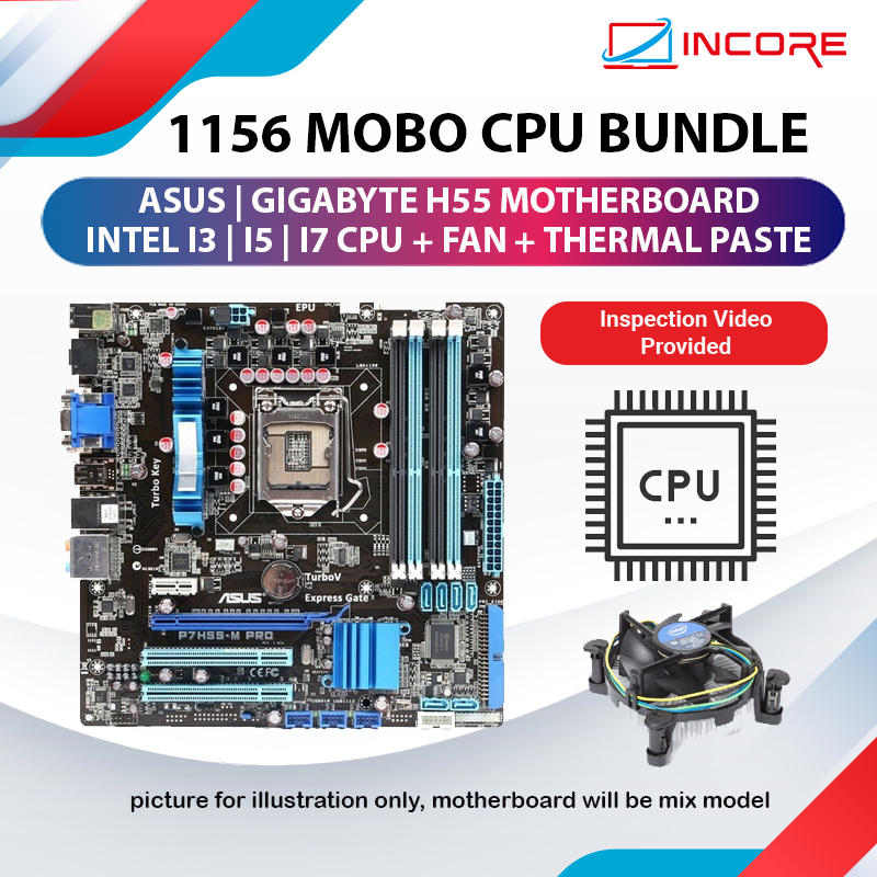 Bundle - Asus / Gigabyte H55 Mobo / Intel I3-530 I5-4750 / ซ็อกเก็ตพัด ...