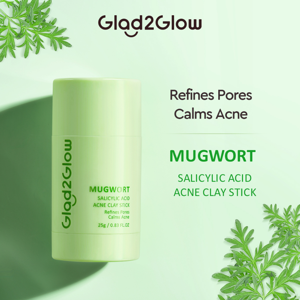 Glad2glow Real Mugwort Clay Mask Stick Salicylic Acid Anti Pores & Acne Cleansing Masker ( 25g ...