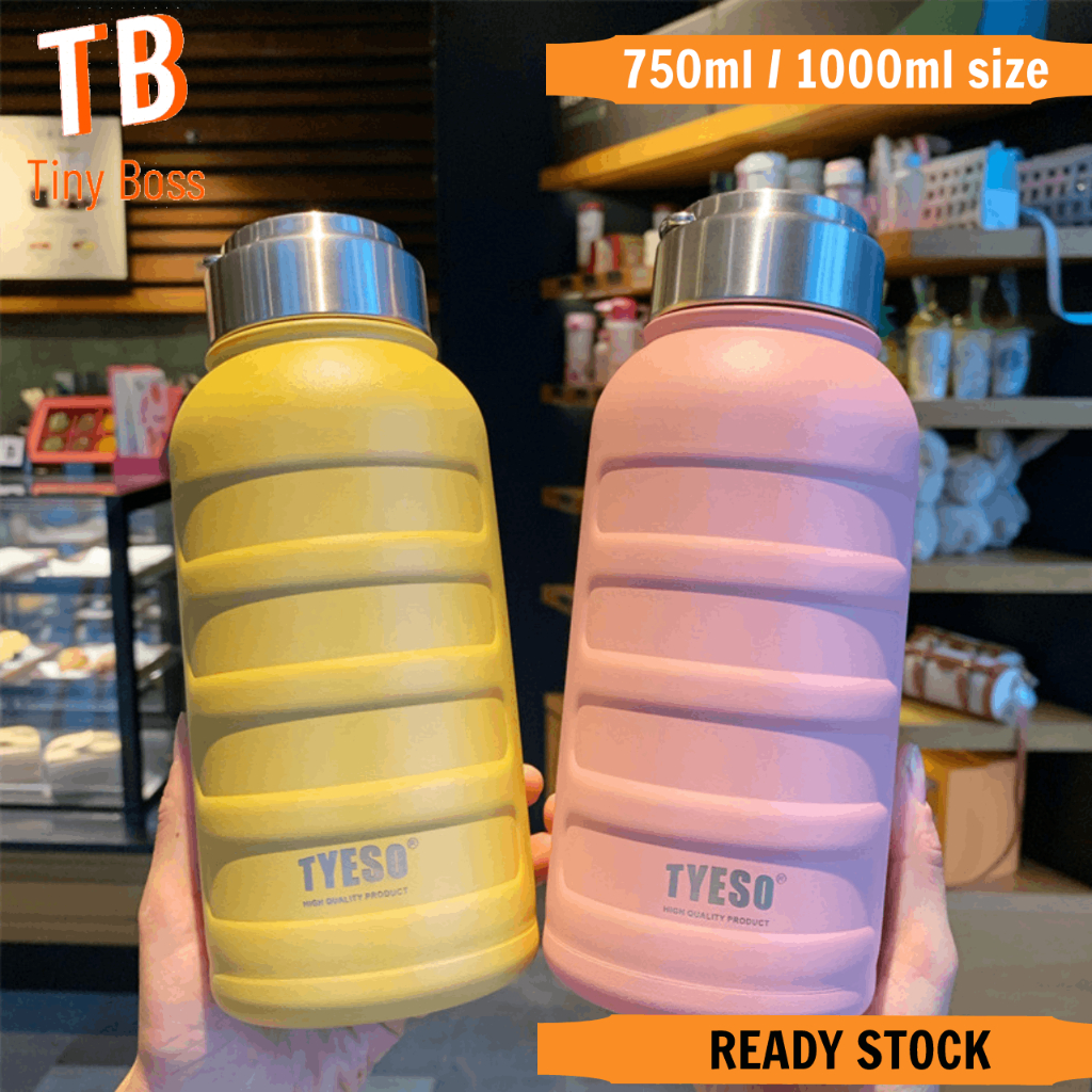 Tyeso 304 สแตนเลส Thermos Tumbler ขวดจับฉนวนขวดน้ําสูญญากาศความจุขนาดใหญ่ 750/1000ml | Shopee ...