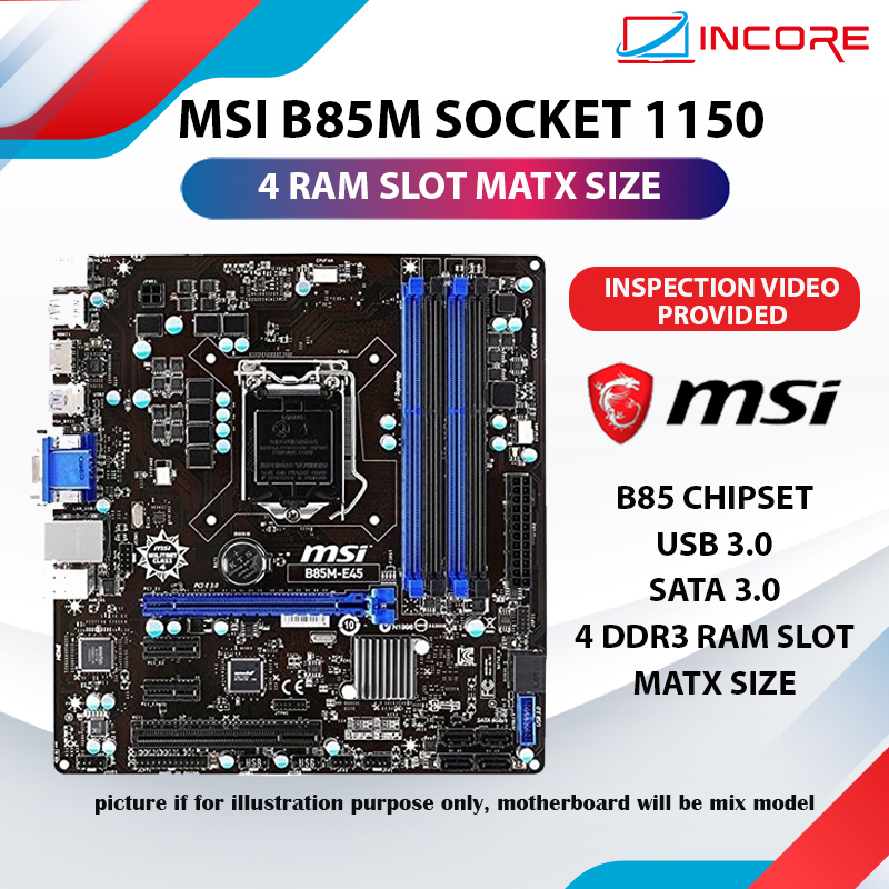 Msi B85M-E45 ซ็อกเก็ต 1150 DDR3 Intel B85 H81 เมนบอร์ด Mobo LGA 1150 4th Gen I3 I5 I7 Intel เมน ...