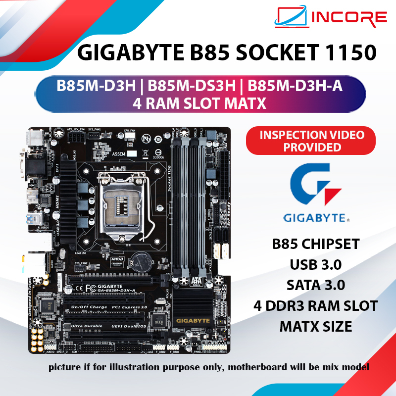 Gigabyte B85M-D3H / B85M-DS3H ซ็อกเก็ต 1150 4 สล็อต Ram DDR3 Intel B85 เมนบอร์ด Mobo 4th Gen ...