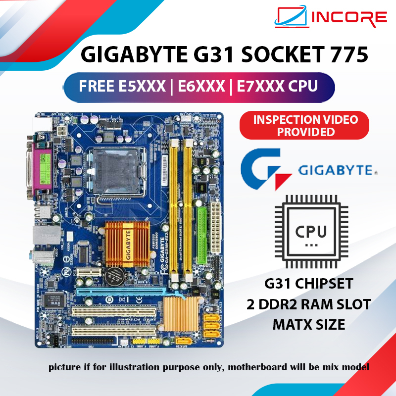 Gigabyte G31M-ES2C/ES2L G31 775 DDR2 เมนบอร์ด Intel (ฟรี CPU) เมนบอร์ด ...