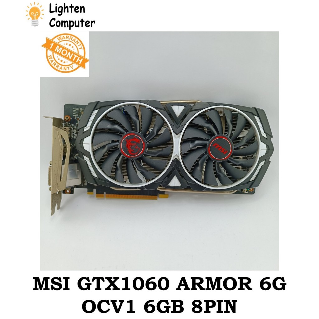 【USED】การ์ดจอ Msi GeForce GTX1060 ARMOR 6G GDDR5 OCV1 GTX 1060 6G 8pin | Shopee Thailand
