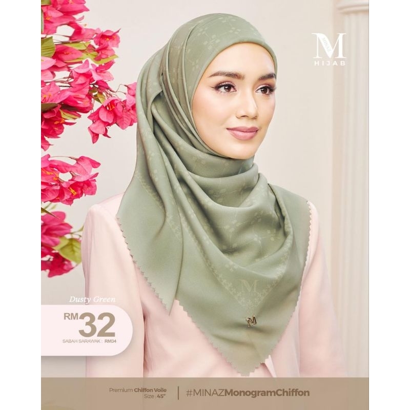 ฟรี & MINAZ HIJAB PLAIN CHIFFON MONOGRAM / TUDUNG VIRAL / TUDUNG ...
