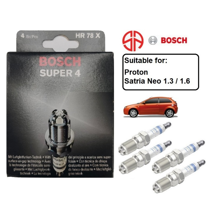 หัวเทียน HR78X 0242232508 Bosch Super 4 Proton Satria Neo 1.3 1.6 S4PE ...