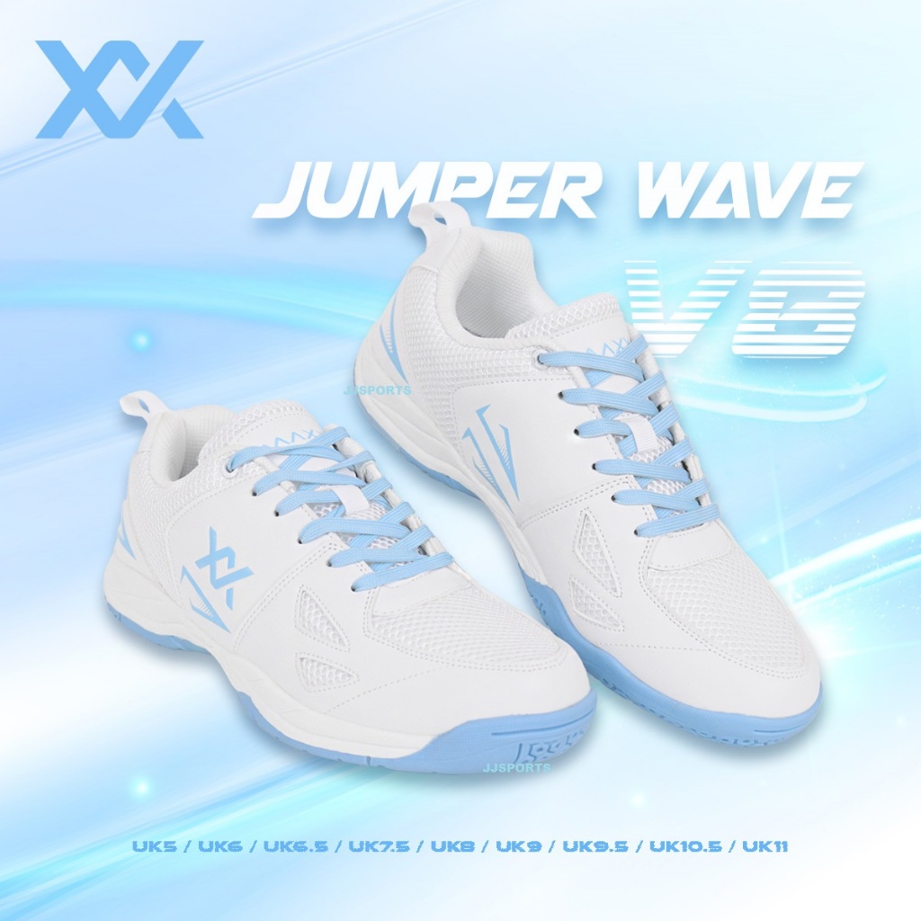 MAXX รองเท้า BADMINTON JUMPER WAVE V8 (สีขาว/น้ําเงิน) | Shopee Thailand