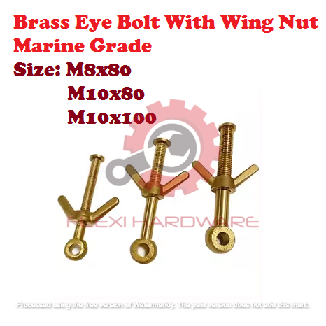 M8 / M10 Brass Eye Bolt ทองเหลือง Fish Eye สกรู Bolt พร้อม Wing Nut Dog ...