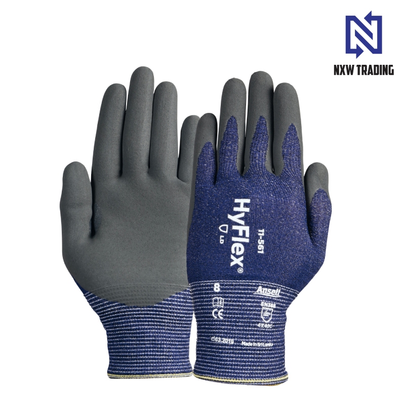 ANSELL HYFLEX 11-561 ABRASION-RESISTANT NITRILE GLOVE [1 PAIR] | Shopee Thailand