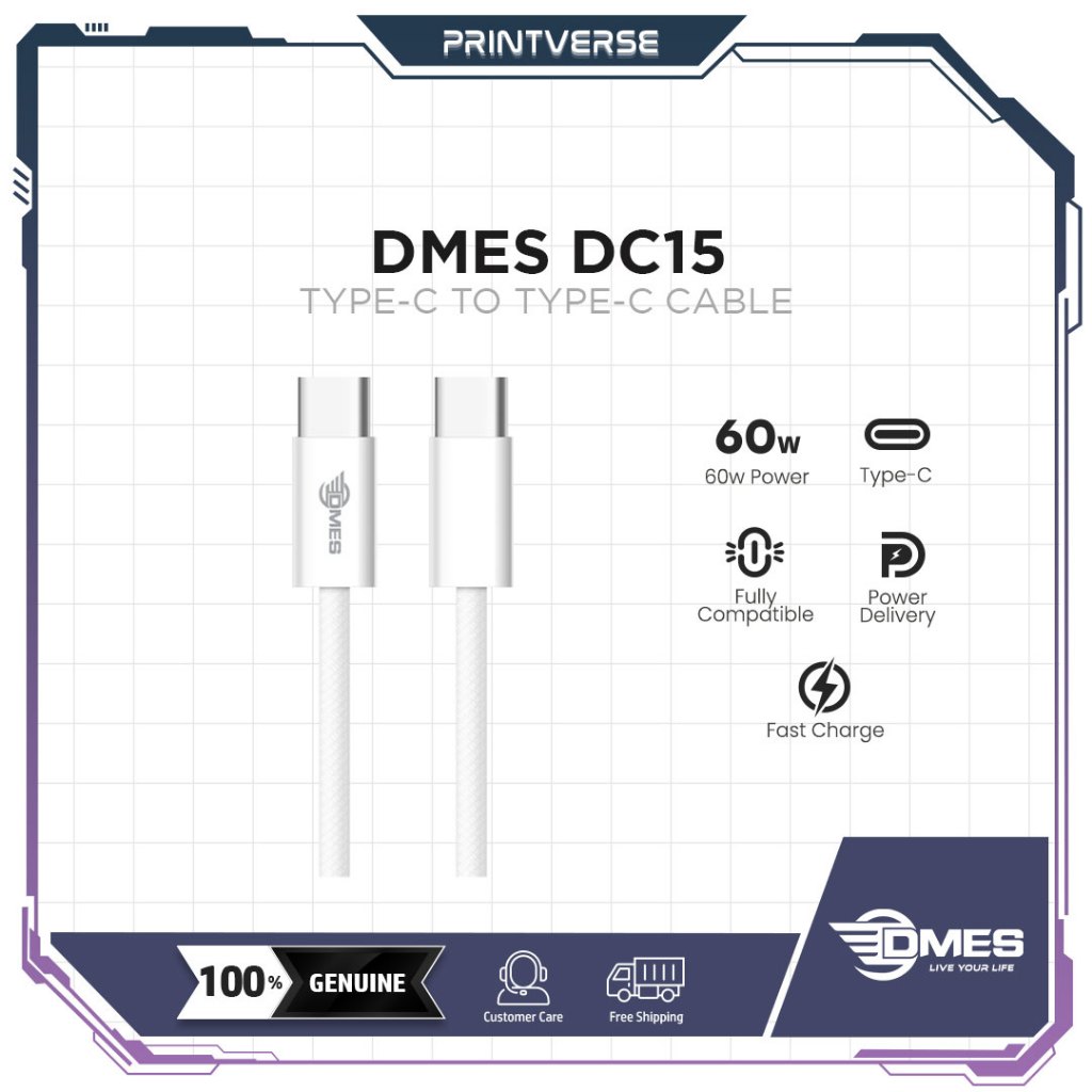 Dmes DC15 60W สายชาร์จเร็วสุดพร้อมสาย Type C ไนลอนระดับพรีเมียม ...