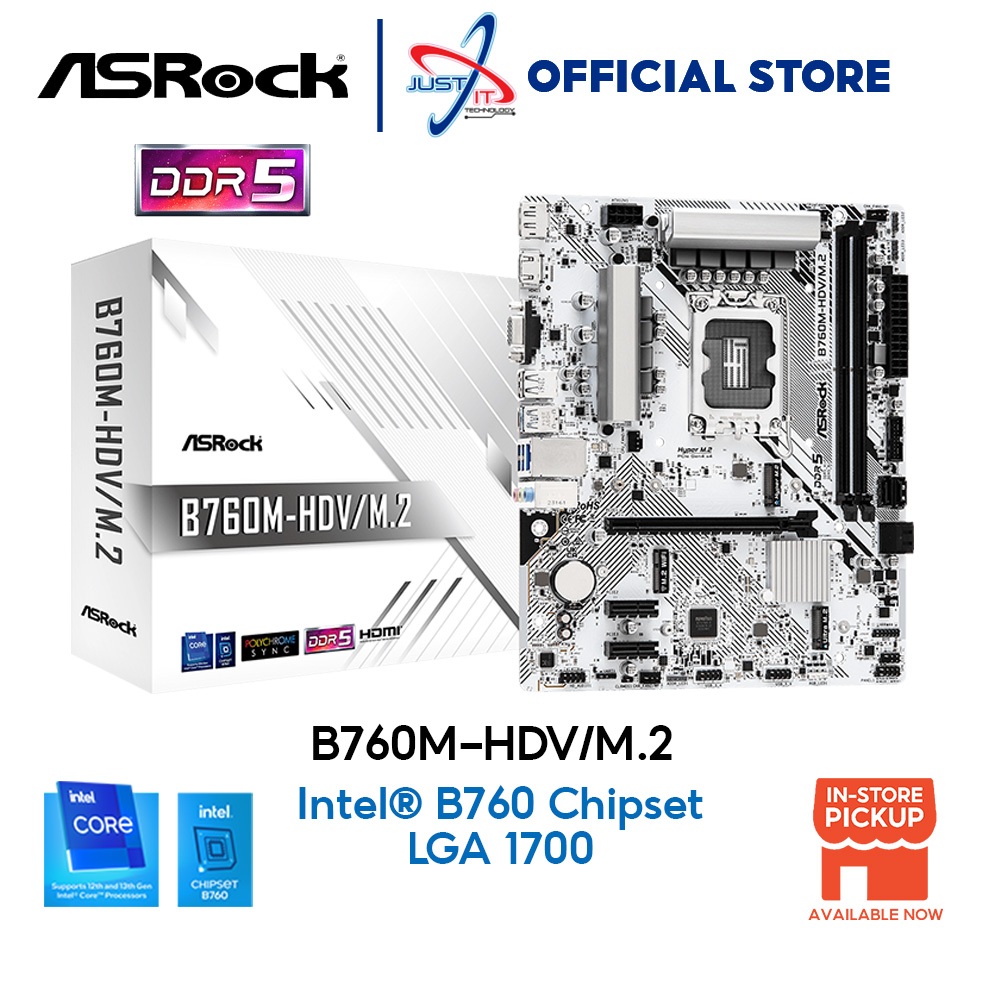 Asrock B760M HDV/M.2 D5 / DDR5 LGA1700 MOTHERBOARD COMBO I5-12400 ...