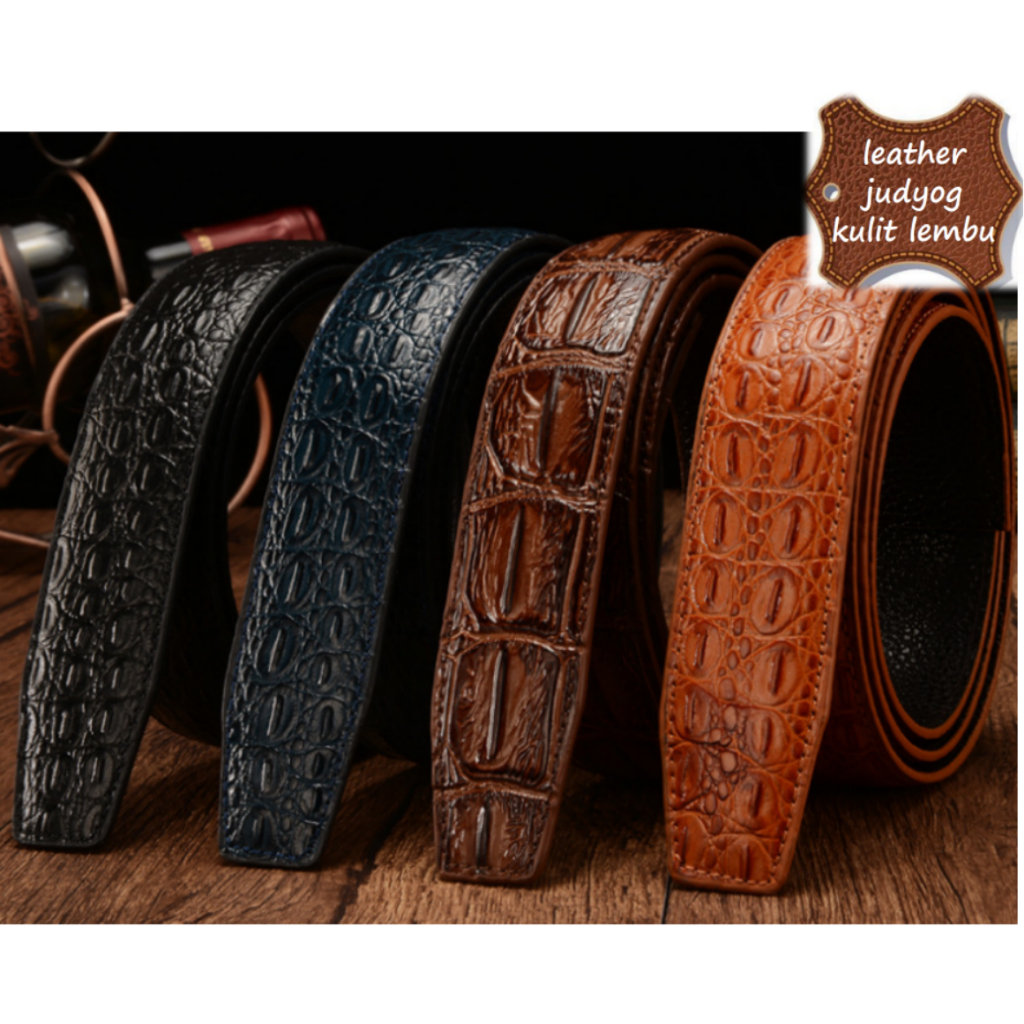 3.5 ซม.WIDTH CROCODILE BACK PATTERN COW หนัง HEADLESS เข็มขัดผู้ชาย ...