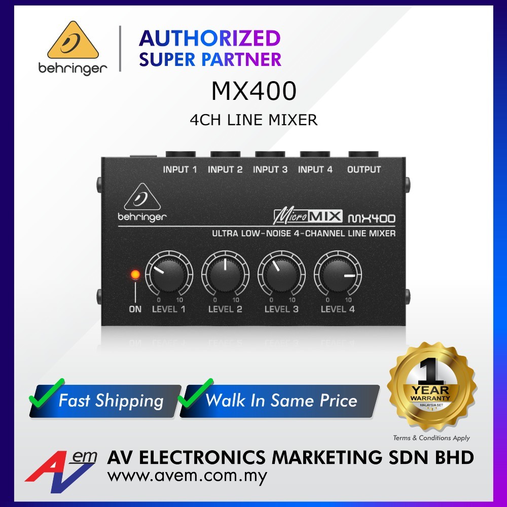 Behringer MX400 Ultra Low-Noise 4-Channel Line Mixer | Shopee Thailand