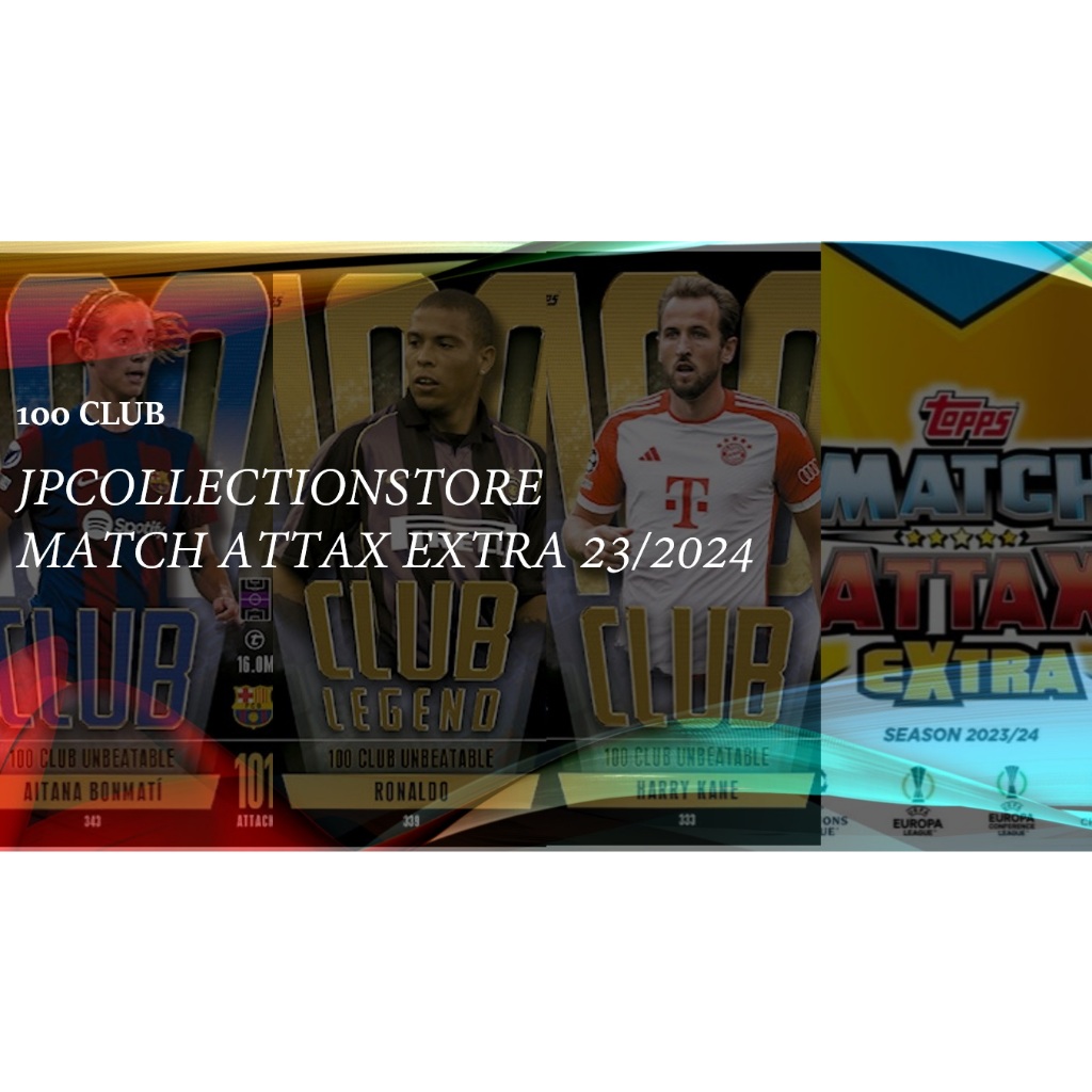 [100 Club] การ์ดมันเงาและปกติ 2023/24 Match Attax Extra Football ...