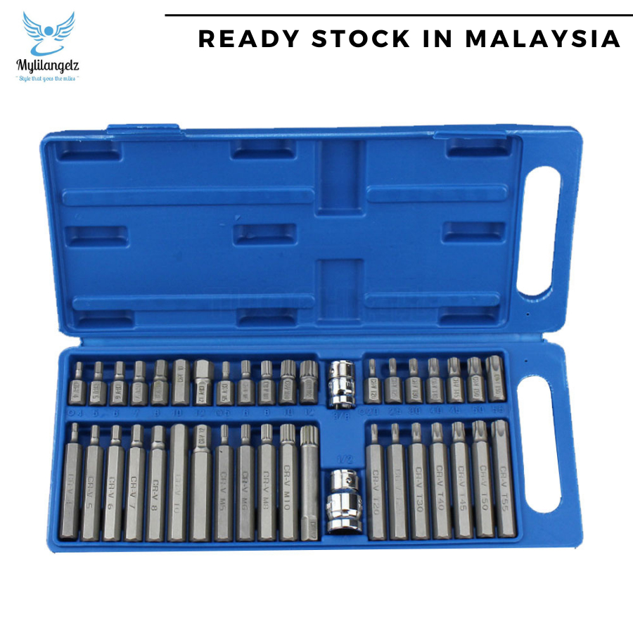 Mylilangelz SA 40pcs Torx Star Spline Hex Allen Key Socket Bit Set 3/8 ...