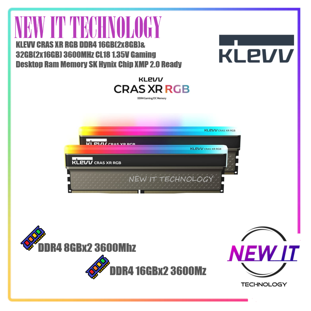 Klevv CRAS XR RGB DDR4 16GB(2x8GB)&32GB(2x16GB) 3600MHz CL18 1.35V ...