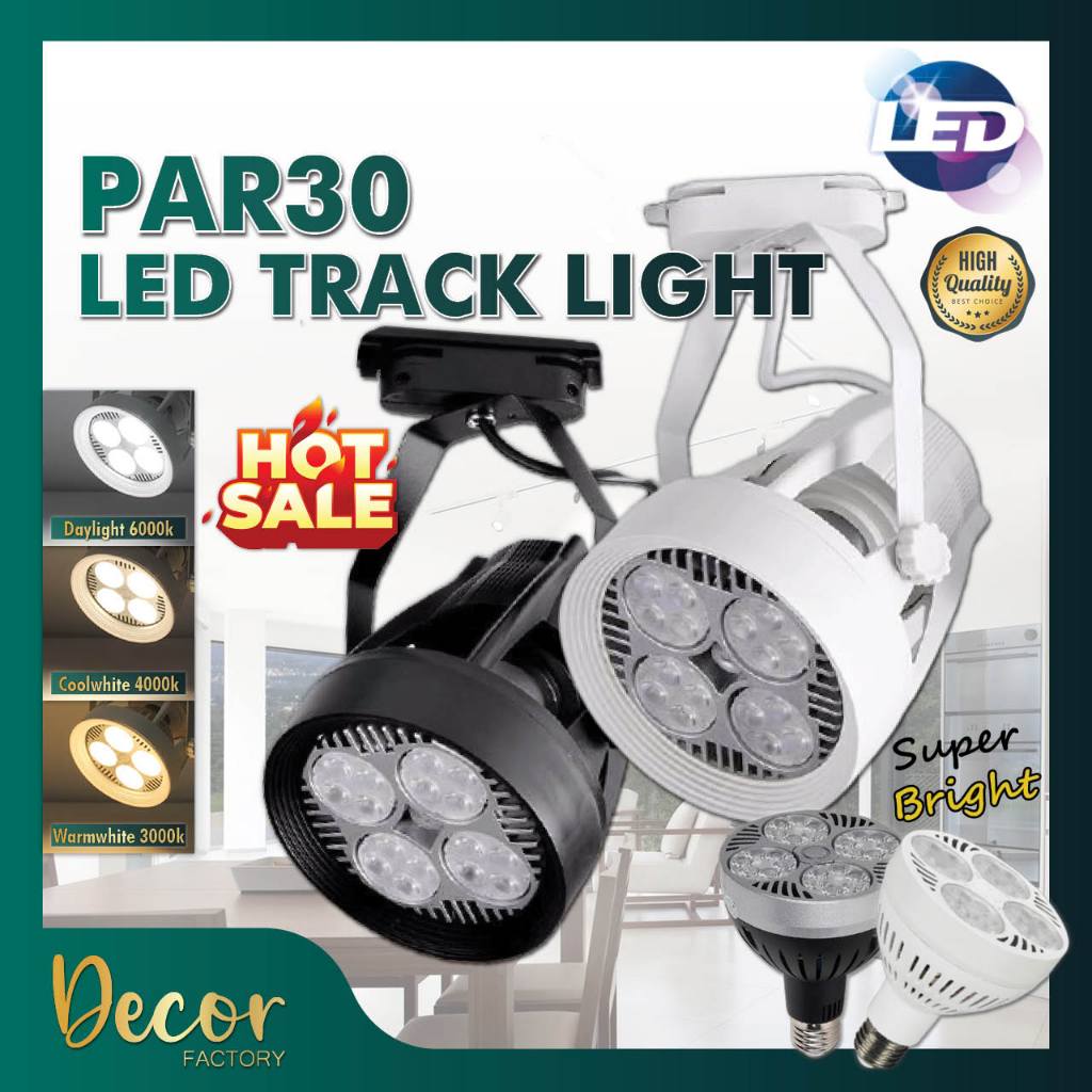 Led Track Light PAR30 Casing PAR30 BULB Mentol Black/White E27 Holder Shop Light Lampu Track ...