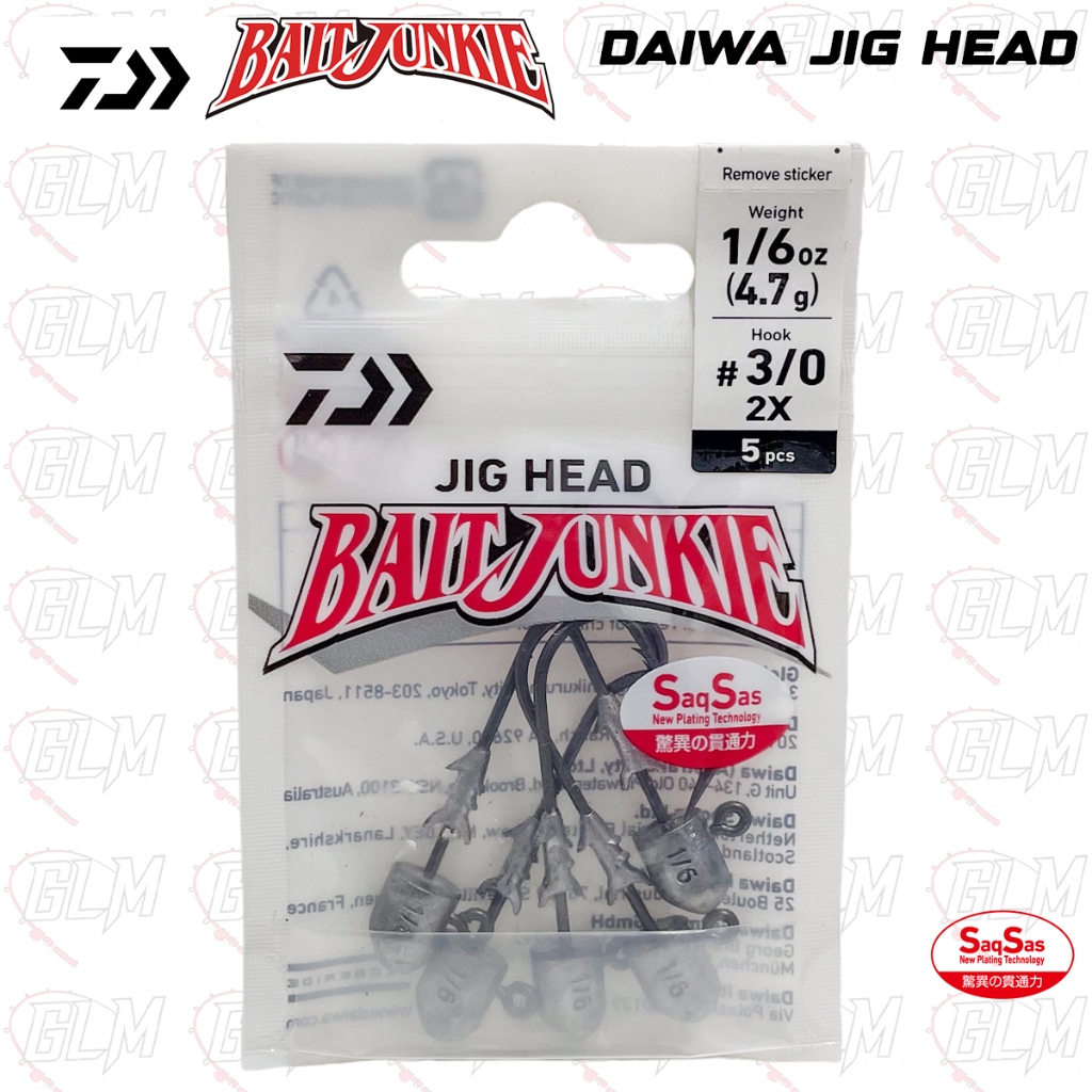 Daiwa Bait Junkie Jig Head 2X BKK Hook Fishing For Soft Plastic Lure ...