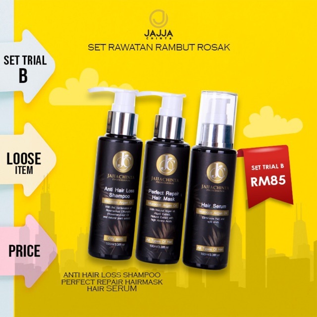 Trial RAMBUT ROSAK - SET แชมพูไตรอัล + มาส์กผม + เซรั่ม (JAJJA CHINTA ...