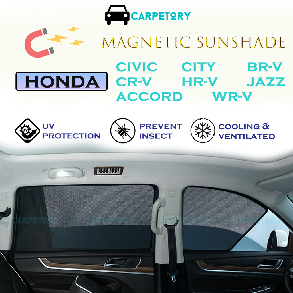 ม่านบังแดดแม่เหล็ก ด้านหลัง สําหรับ Honda City Civic FC FD FE FB CRV BRV HRV CR-V BR-V HR-V WR-V ...