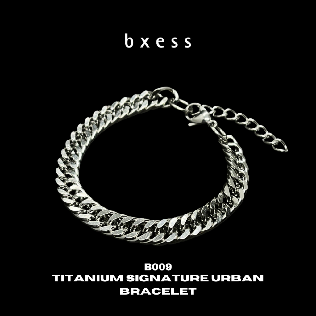 Bxess สร้อยข้อมือไทเทเนียม ลายเซ็น Cuban - B009 | Shopee Thailand