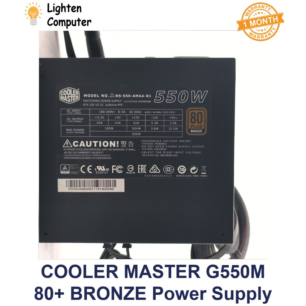 【USED】มาสเตอร์คูลเลอร์ G550m 80+ โมดูลาร์กึ่งบรอนซ์ RS-550-AMAA-B1 ...