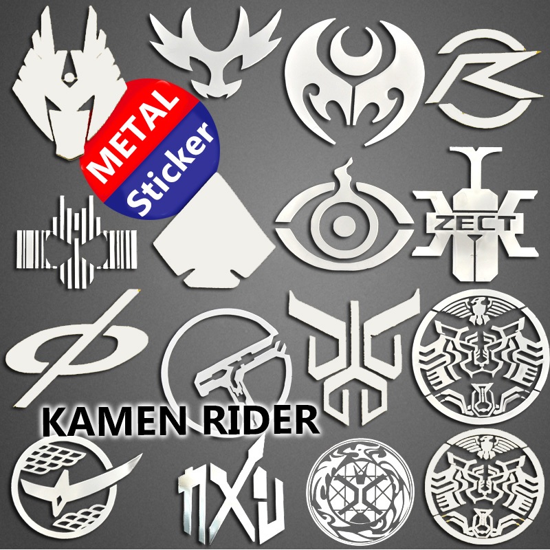 สติกเกอร์โลหะสีเงิน ลายโลโก้ Kamen Rider Icon "0-J" 000 Agito Blade ...