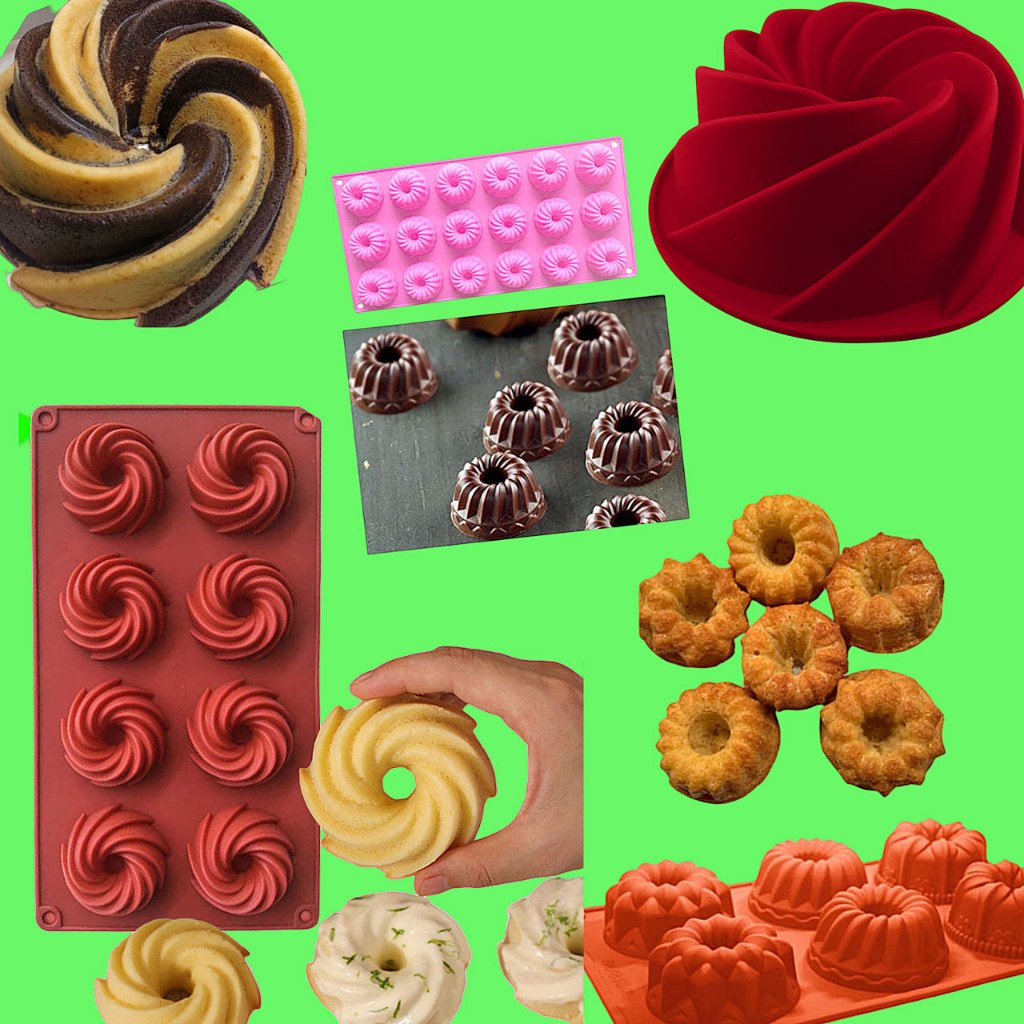 ซิลิโคน Mini Bundt Pan ซิลิโคน Mini Fluted เค้กเกลียวขนม Bundt เค้ก ...