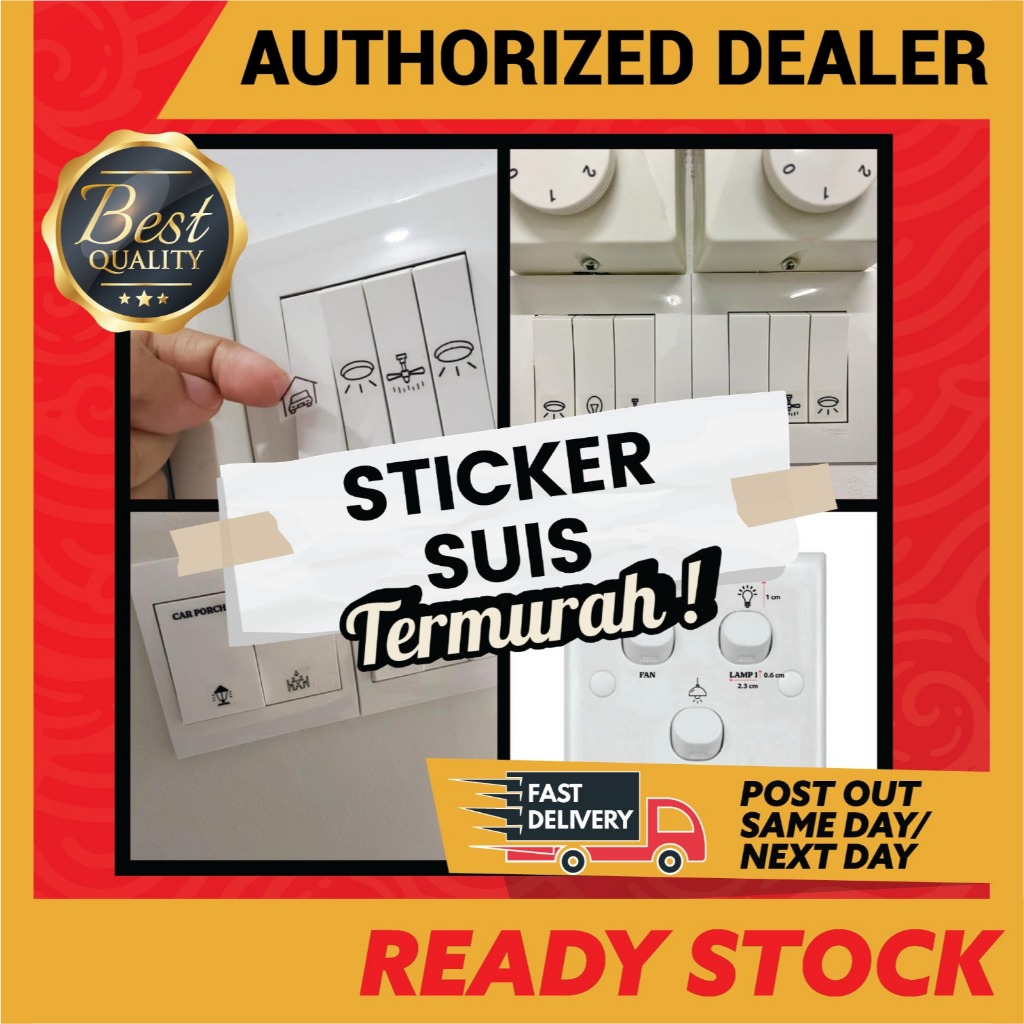 สติ๊กเกอร์ 540 ชิ้น SUIS ELEK RUMAH / SWITCH LABEL STICKER (SYMBOL+WORD ...